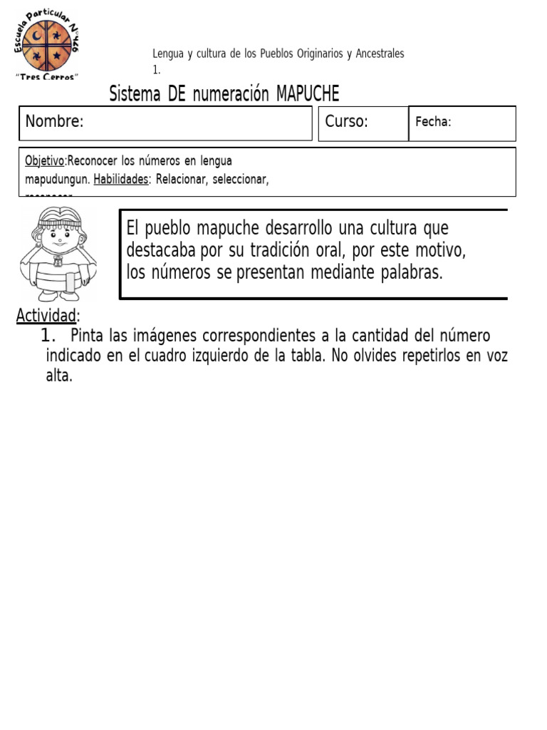 Números en Mapudungun para Niños | PDF