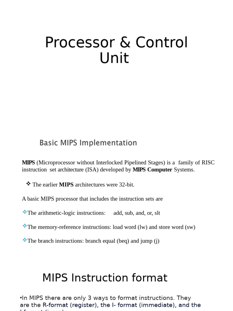MIPS Processor Architecture Overview | PDF | Central Processing Unit | Computing