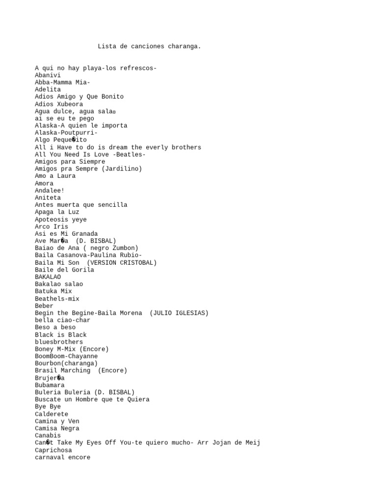 Lista Canciones Charanga | PDF
