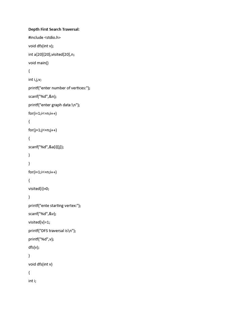Depth First Search Traversal | PDF