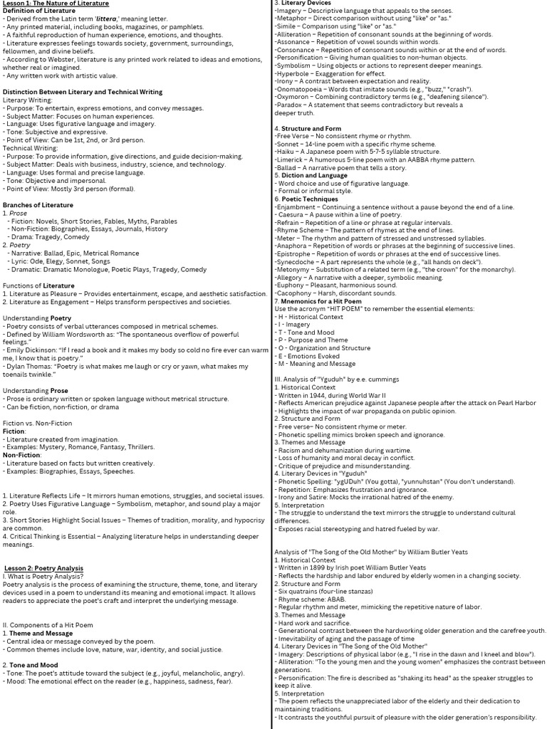 Understanding Literature and Poetry Analysis | PDF | Poetry | Decision ...