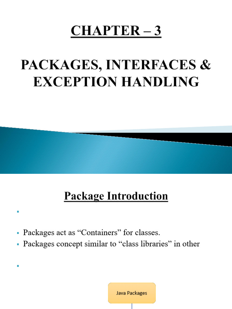 CHAPTER - 3 Java PACKAGES, INTERFACES & EXCEPTION HANDLING | PDF ...