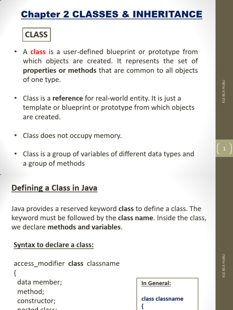 CH-2 Java Classes and Inheritence | PDF | Inheritance (Object Oriented Programming) | Class ...