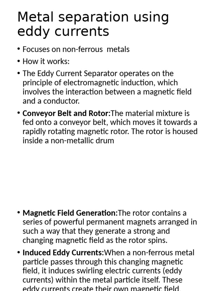 Eddy Current Metal Separation Process | PDF