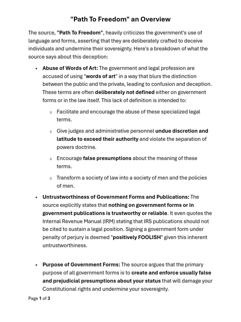 Path To Freedom - An Overview | PDF | Government | Public Law