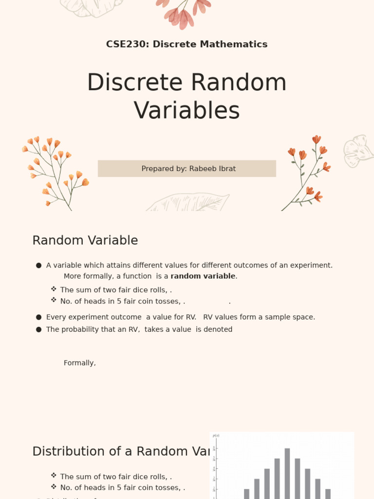 Discrete Random Variables Completed | PDF | Probability Distribution | Random Variable
