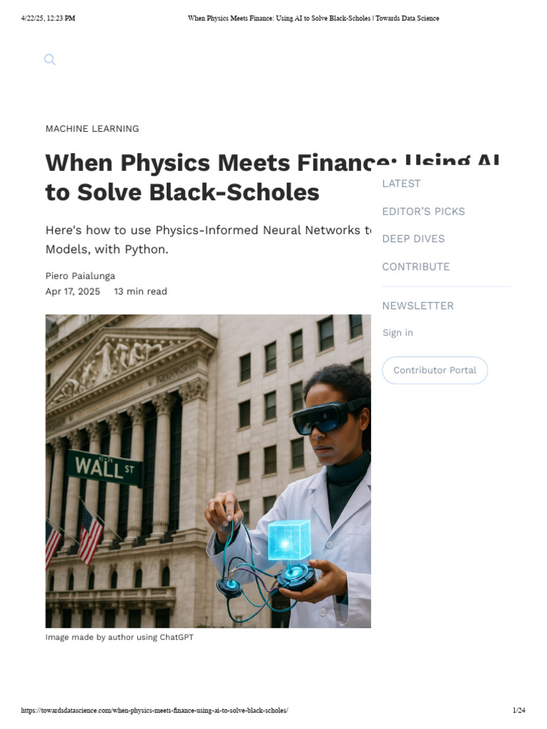 When Physics Meets Finance - Using AI To Solve Black-Scholes - Towards Data Science | PDF ...