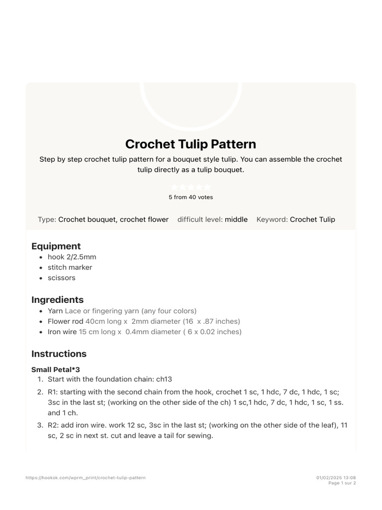 Crochet Tulip Pattern - Hookok 2 | PDF | Crochet | Yarn