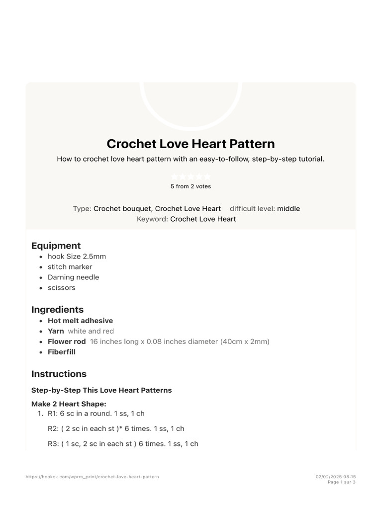 Crochet Love Heart Pattern - Hookok 2 | PDF | Crochet | Needlework
