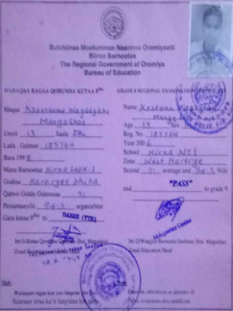 Grade 8th Certificate | PDF