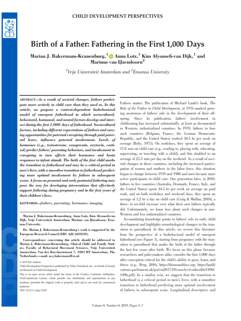 Birth of A Father Fathering in The First 1000 Days | PDF | Attachment ...