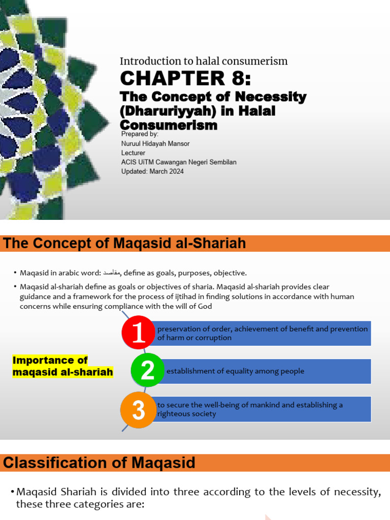 08 CHAPTER 8 ISH101-The Concept of Necessity (Dharuriyyah) in Halal Consumerismpdf | PDF ...