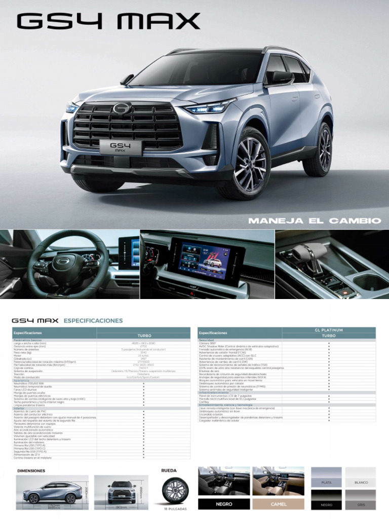 Especificaciones de Auto Eléctrico GS4 MAX - GAC | PDF