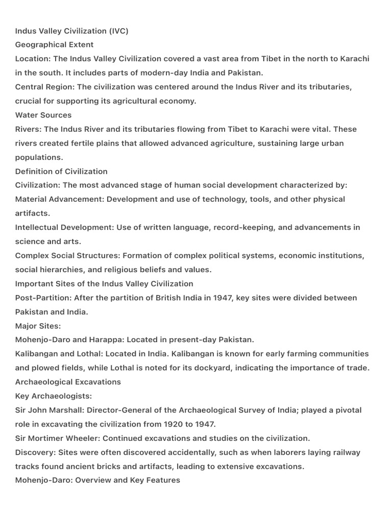 Indus Valley Civilization (IVC) | PDF