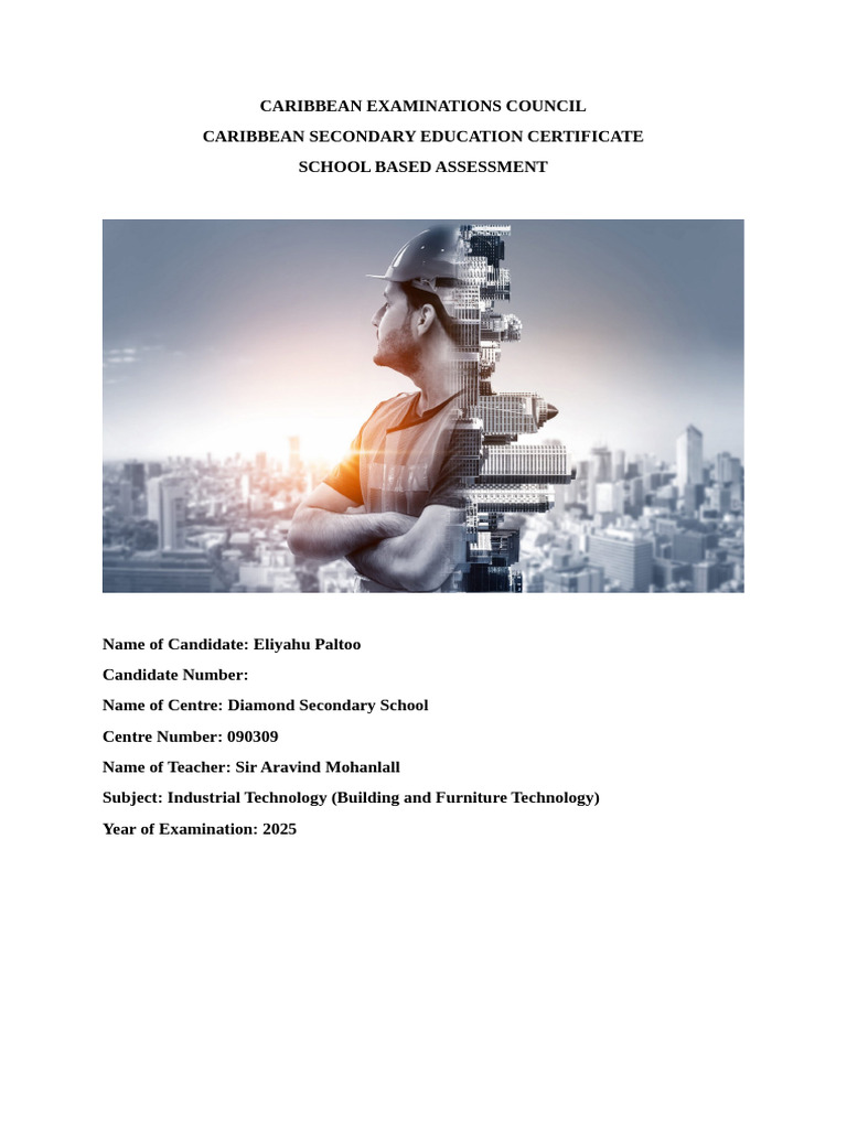 Eliyahu Paltoo 10 TVET Building and Furniture Technology SBA 2025 | PDF ...