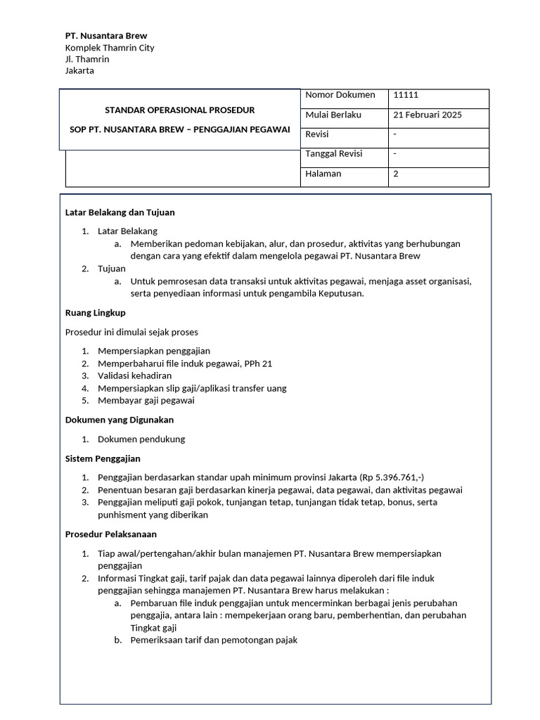 SOP & Flowchart Penggajian | PDF