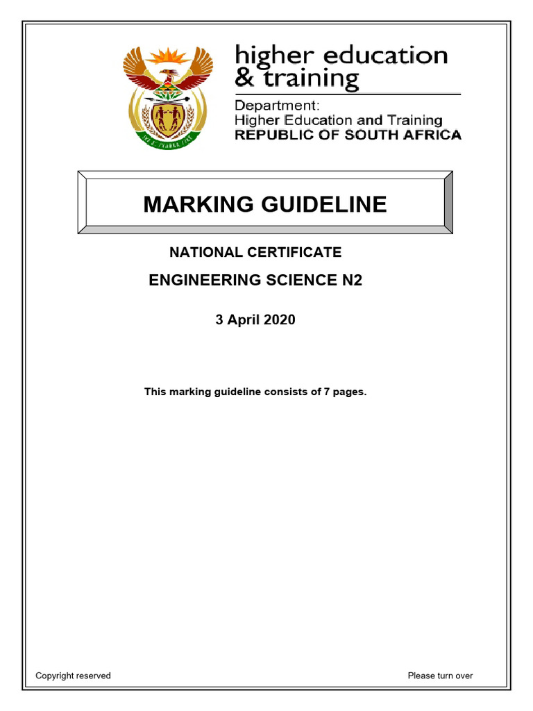 N2 Engineering Science April 2020 Memorandum | PDF | Atoms | Proton