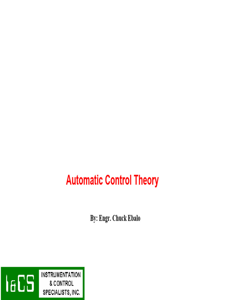 CE-TI-IPC-12 Automatic Control Theory-Rev08-060609 | PDF | Instrumentation | Control Theory
