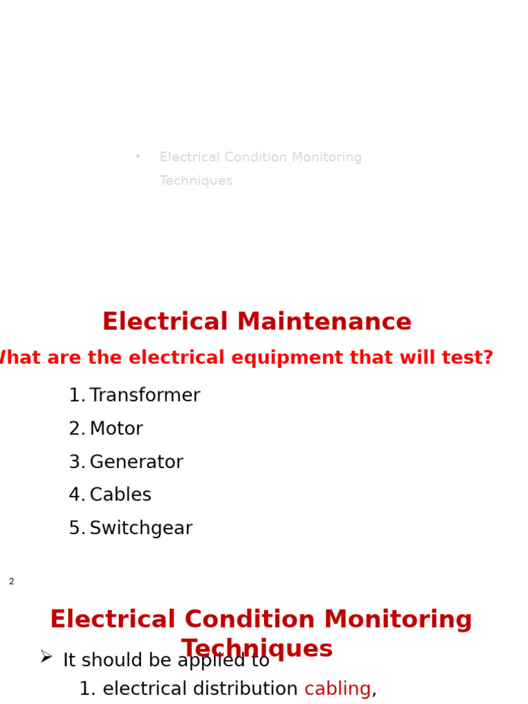 Electrical Condition Monitoring Techniques Pdf Transformer