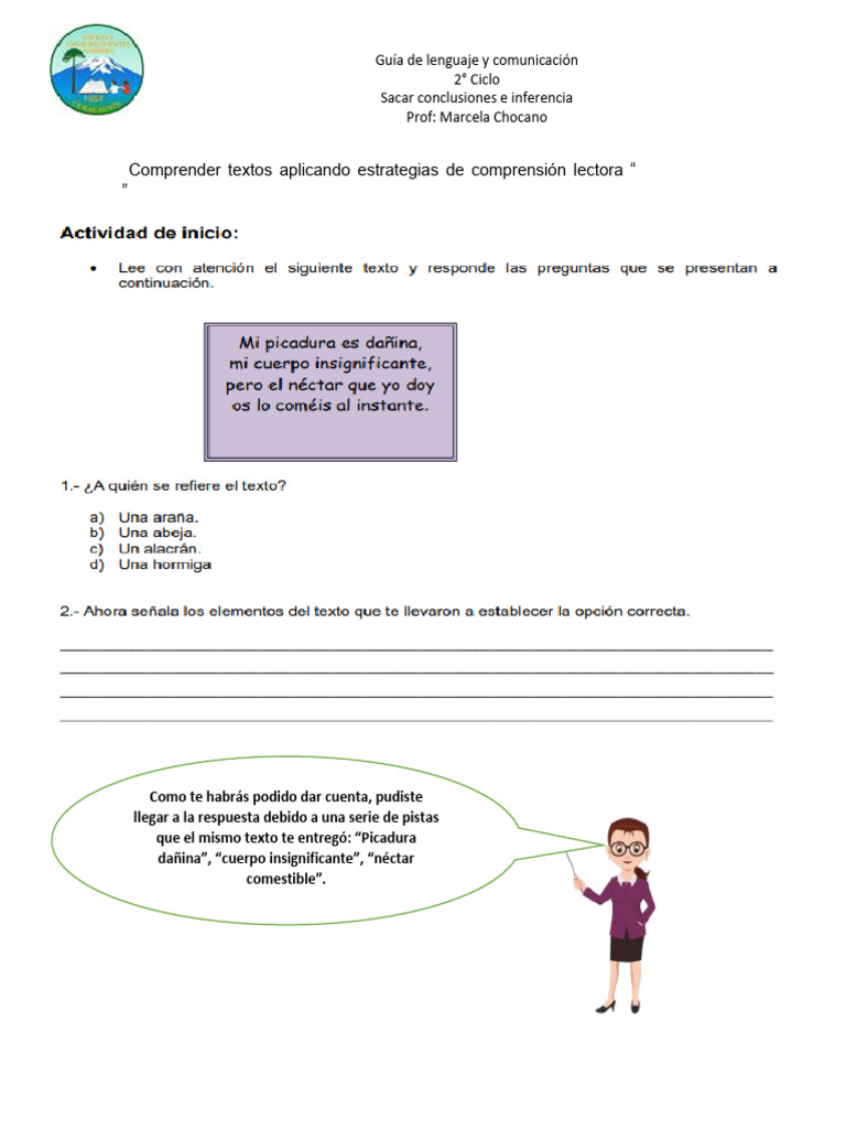GUÍA SACAR CONCLUSIONES E INFERIR 6° A 8° OFB | PDF