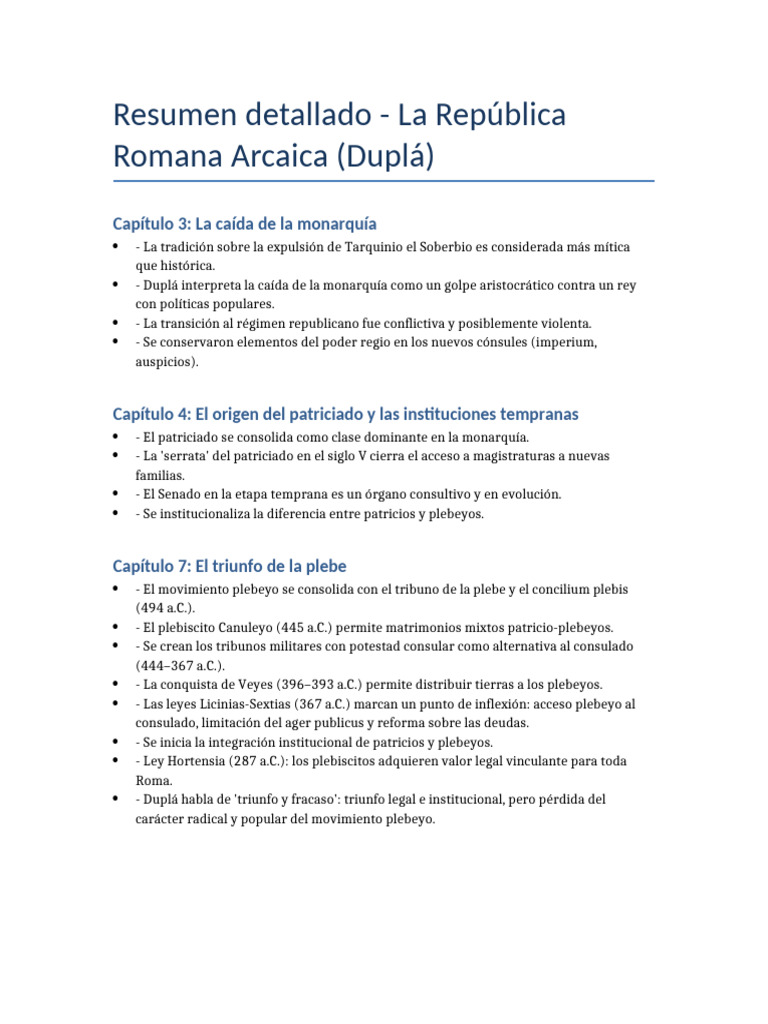 Caída de la Monarquía y Triunfo Plebeyo | PDF | Republica Romana | Roma ...