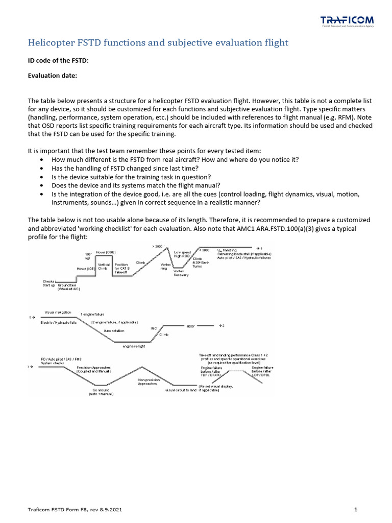 Form F8 - Guidance for helicopter FSTD evaluation | PDF | Helicopter ...