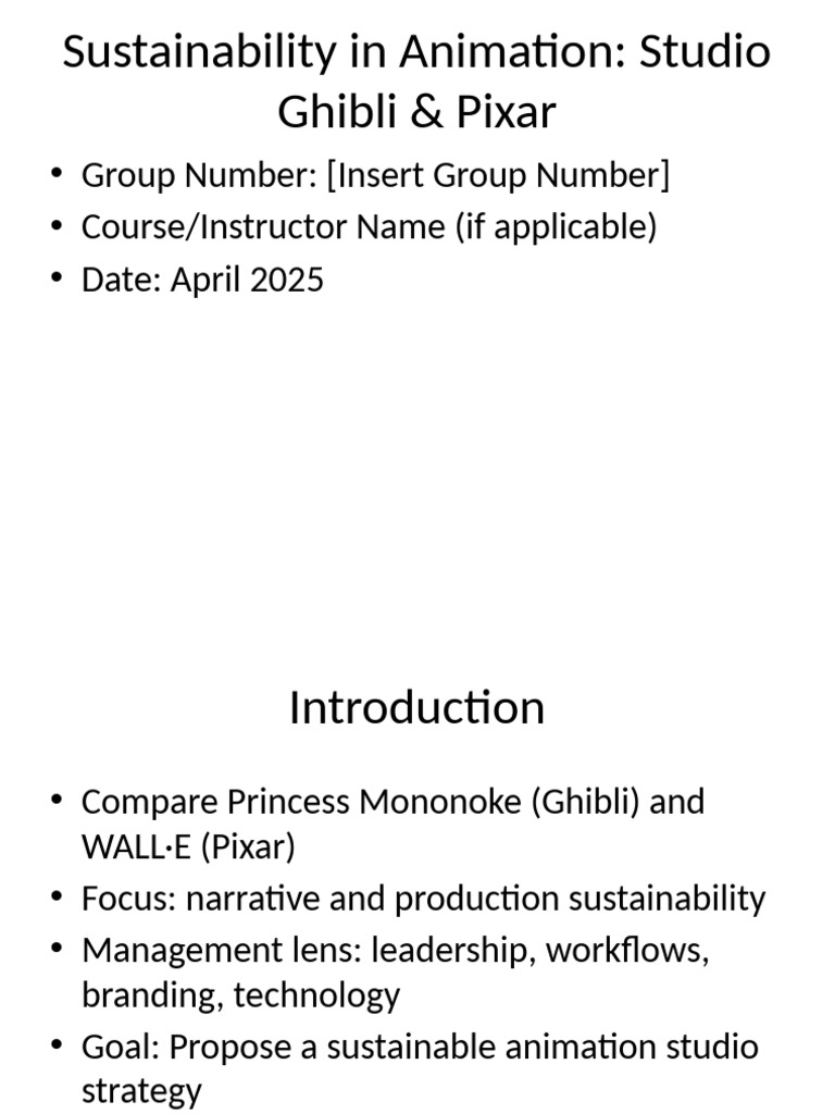 Sustainable Animation Presentation | PDF