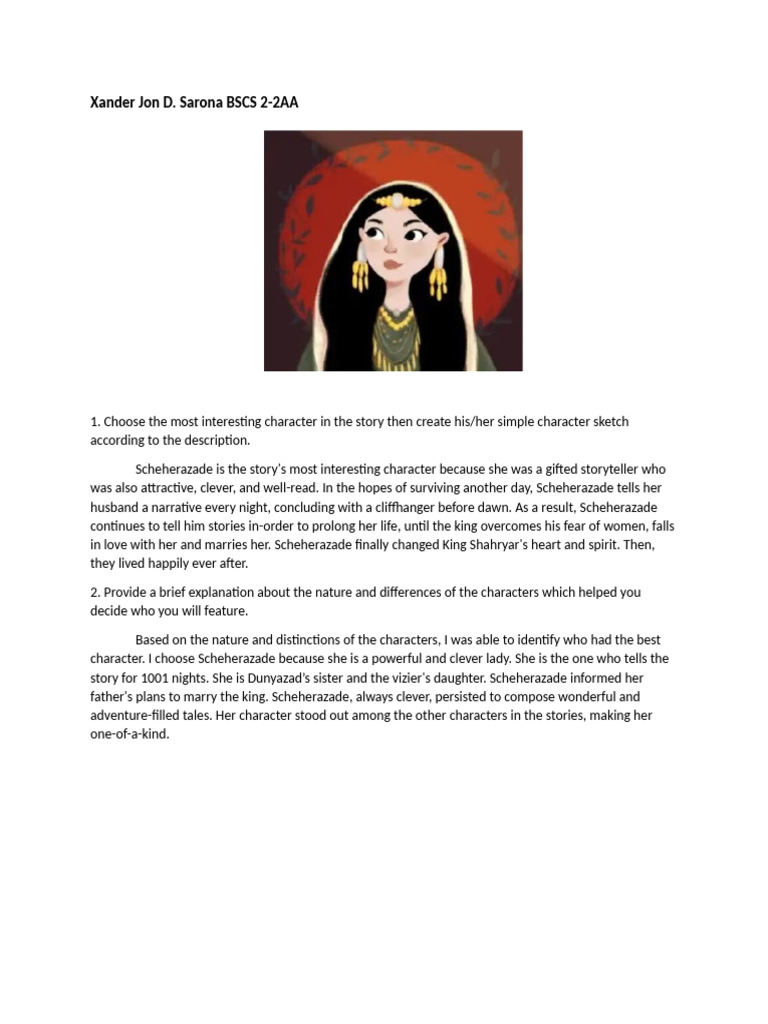 Character Sketch of Scheherazade | PDF