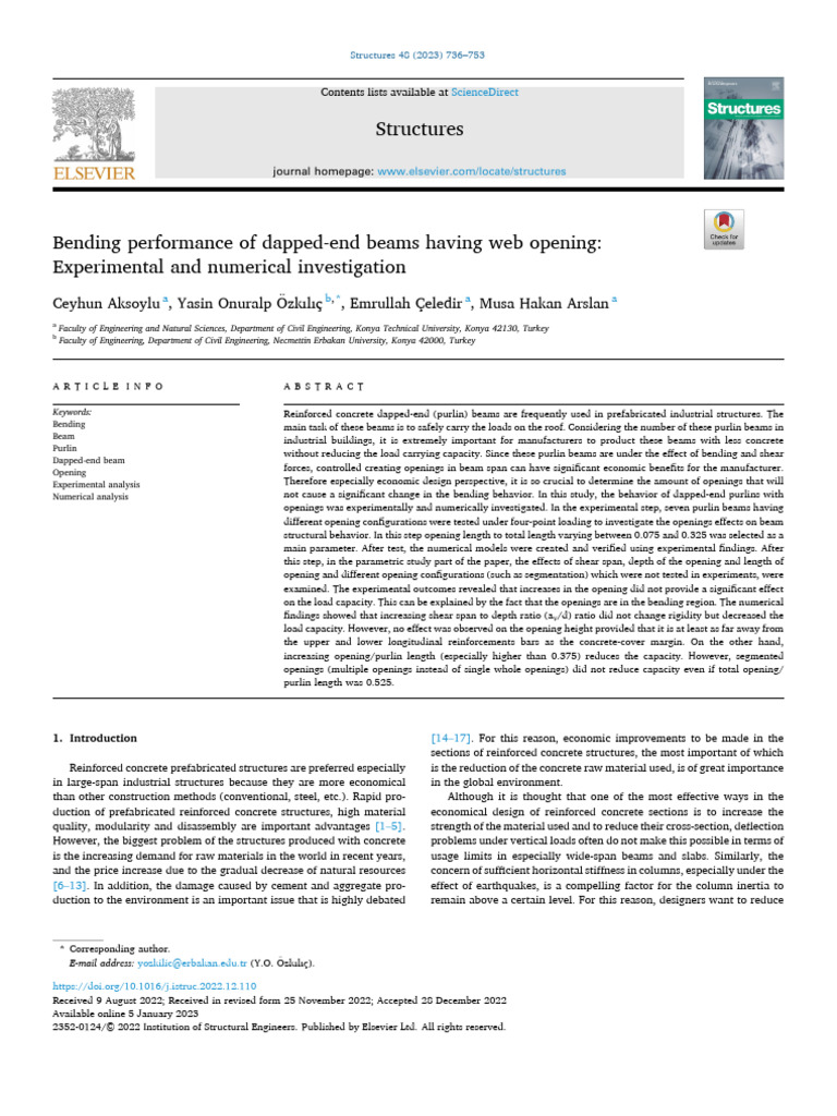 Bending Performance of Dapped-End Beams | PDF | Bending | Fracture
