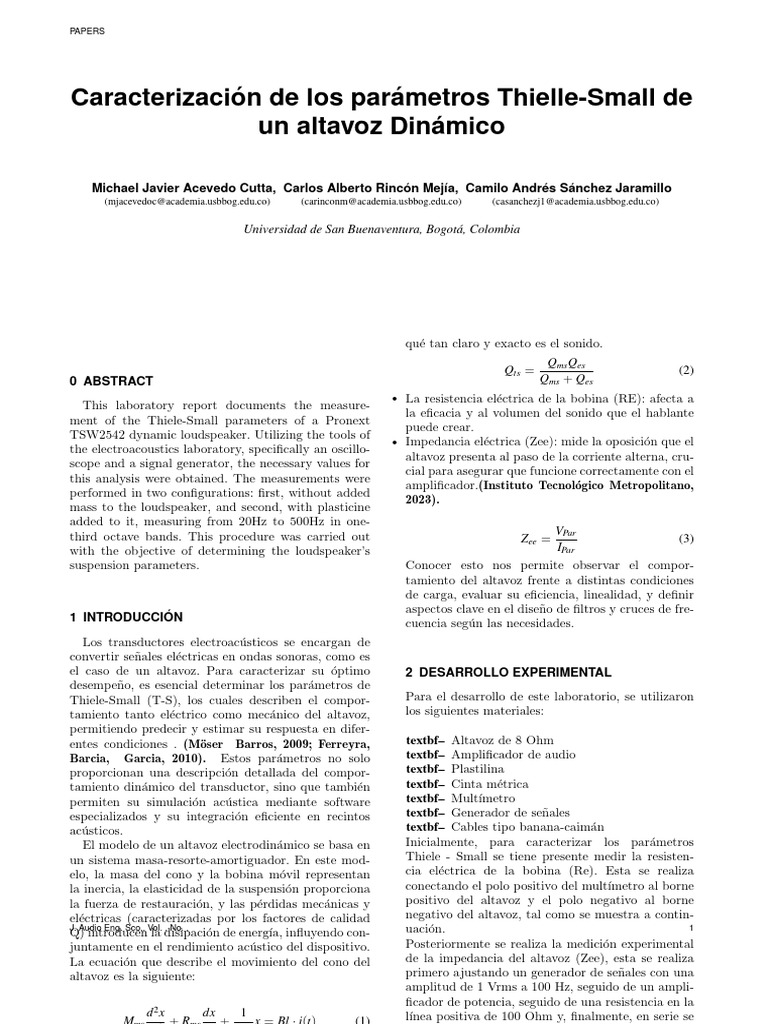 Lab TS | PDF | Altoparlante | Electromagnetismo