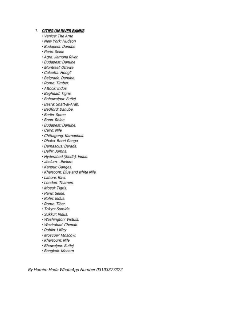 Cities Located on River Banks | PDF