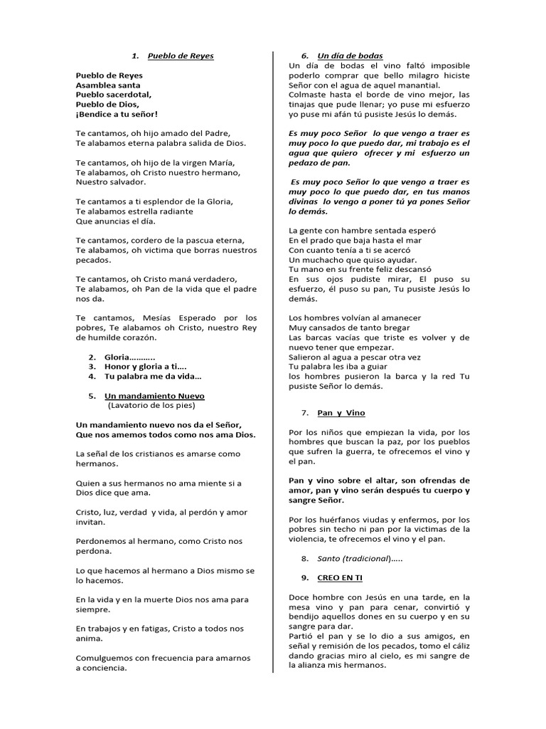 Cantos Jueves Santo | PDF | eucaristía | Cristo (título)