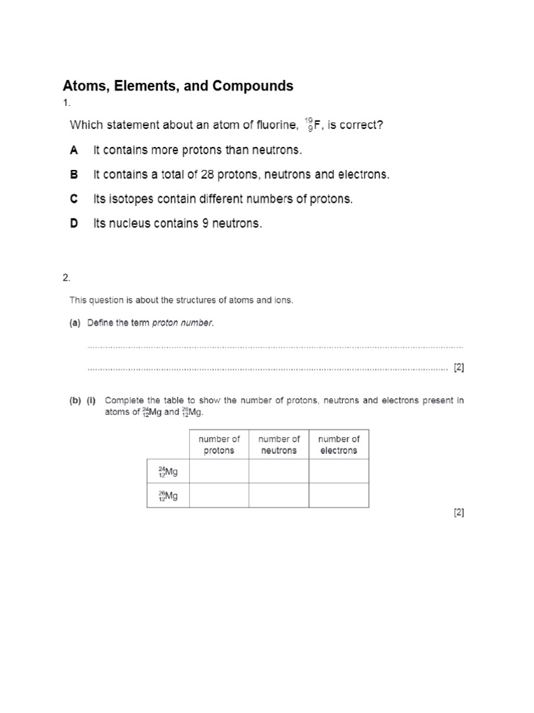Atoms, Elements, and Compounds | PDF