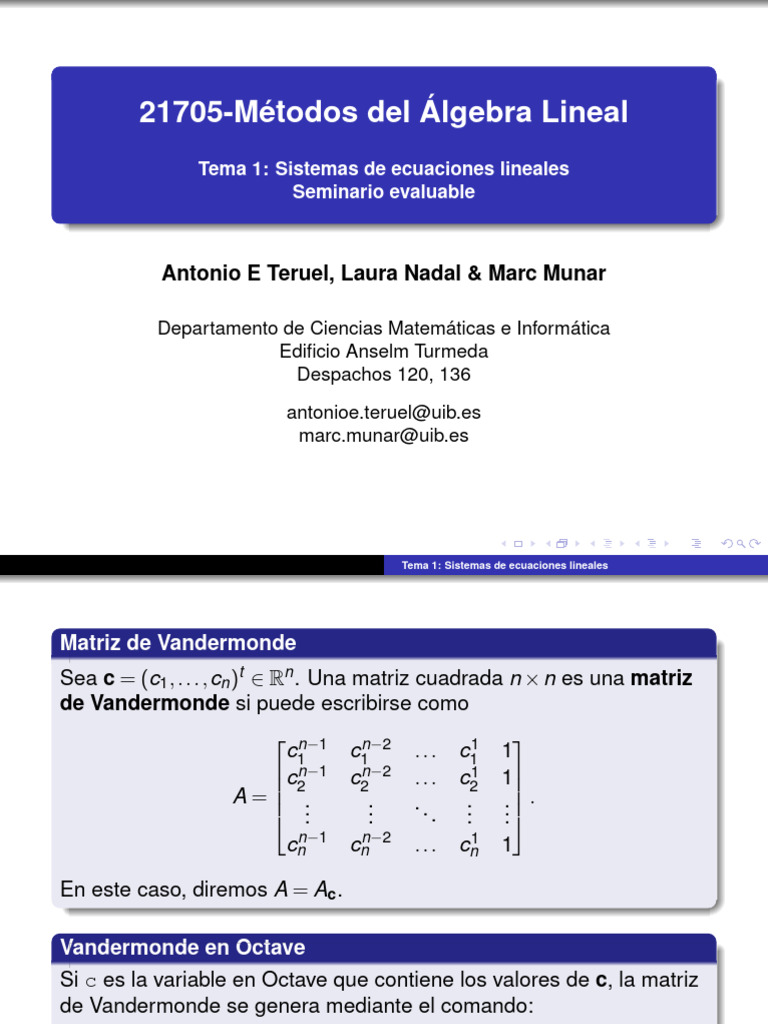 21705-Met_alg-Lin_L4 | PDF | Ecuaciones | Matriz (Matemáticas)