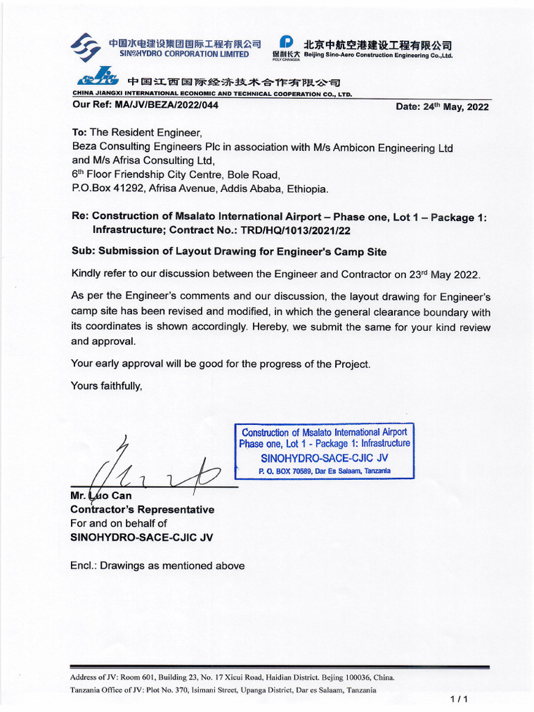 MA-JV-BEZA-2022-044-Submission of Layout Drawings For Engineer's Camp ...