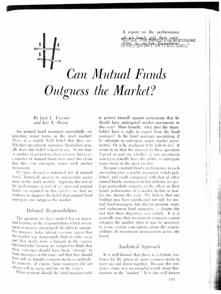 Treynor, Mazuy (1966) | PDF