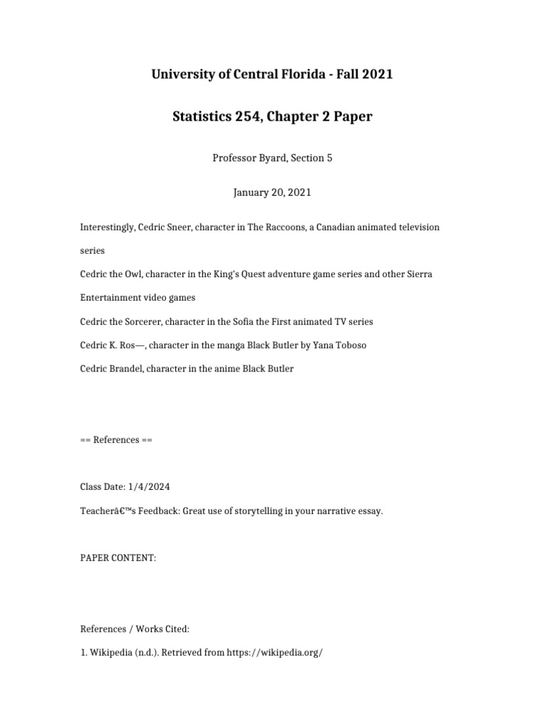 Statistics 254 Chapter 2 Paper | PDF