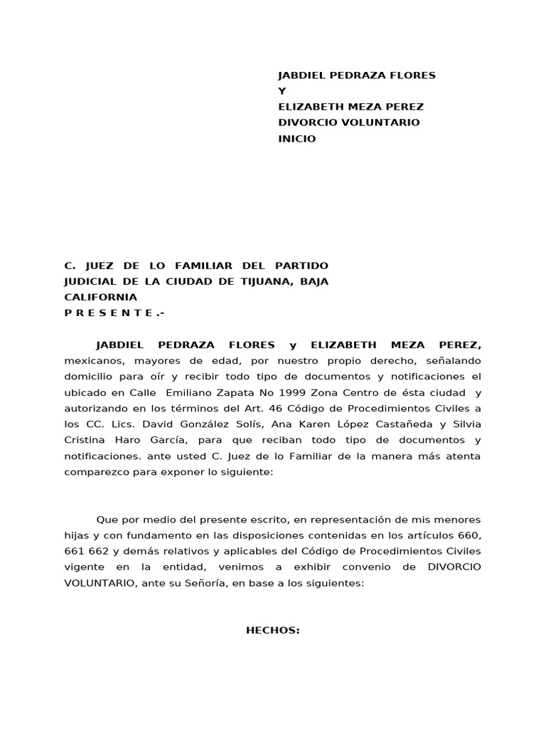 Divorcio Voluntario en Tijuana | PDF | Divorcio