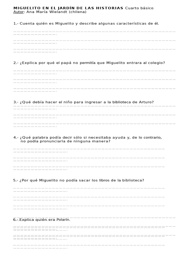 Miguelito en El Jardin de Las Historias | PDF
