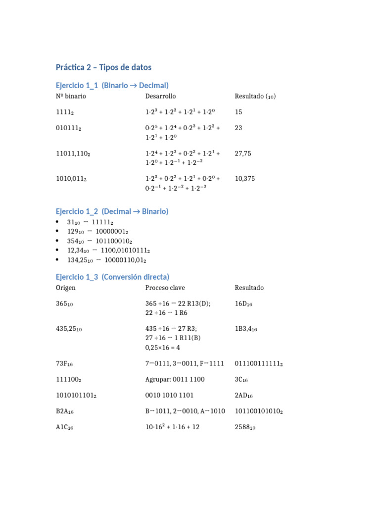 Practica 2 Tipos de Datos | PDF