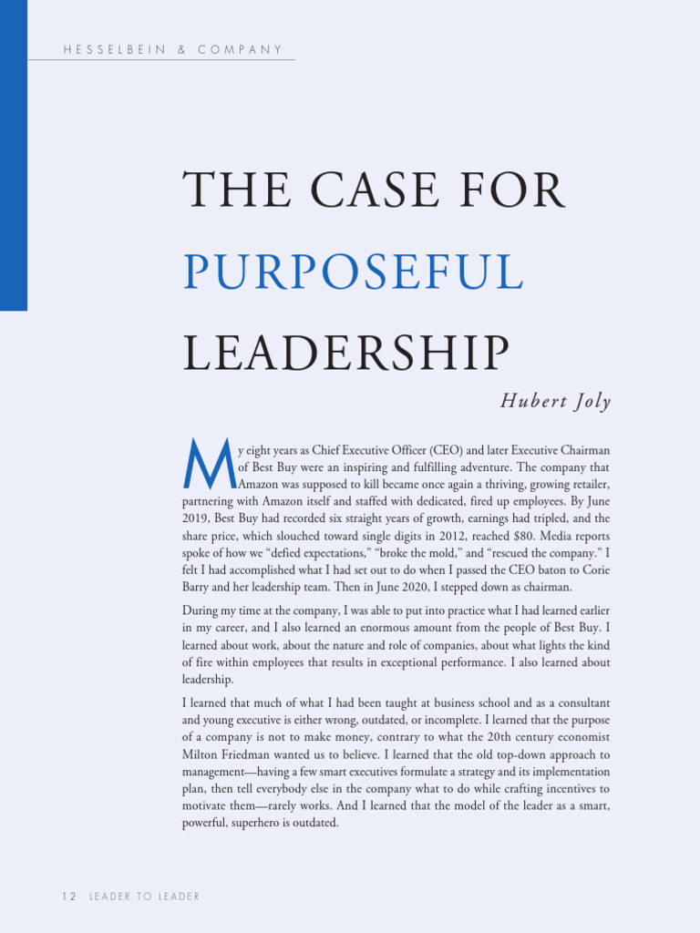The Case For Purposeful Leadership | PDF | Leadership