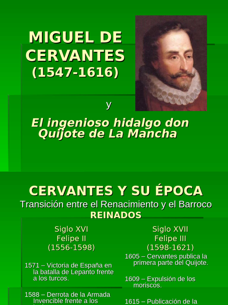 Cervantes y El Quijote (Presentación Mía Ok) | PDF | Don Quijote ...