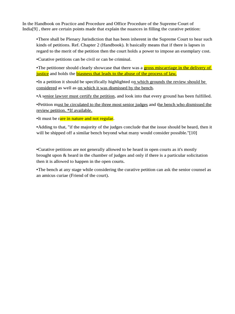 curative petition procedural rules | PDF