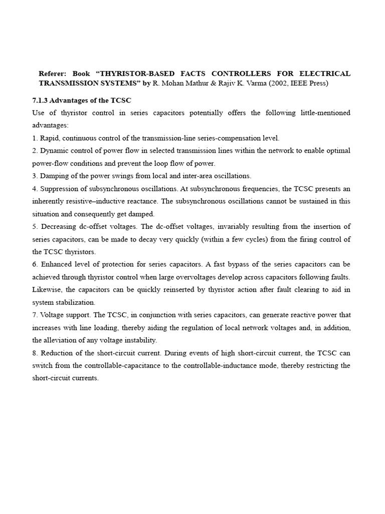 Advantages of The TCSC | PDF
