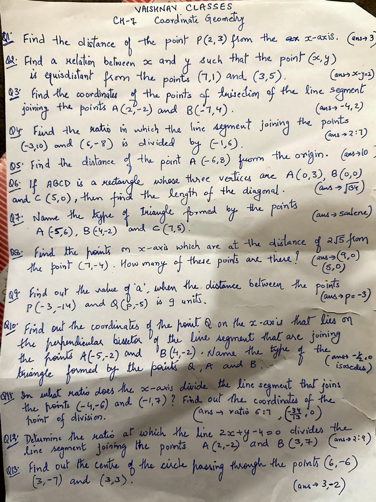 Ch-7 Coordinate Geometry | PDF