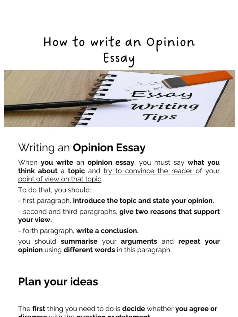 How To Write An Opinion Essay PDF | PDF | Essays | Reason