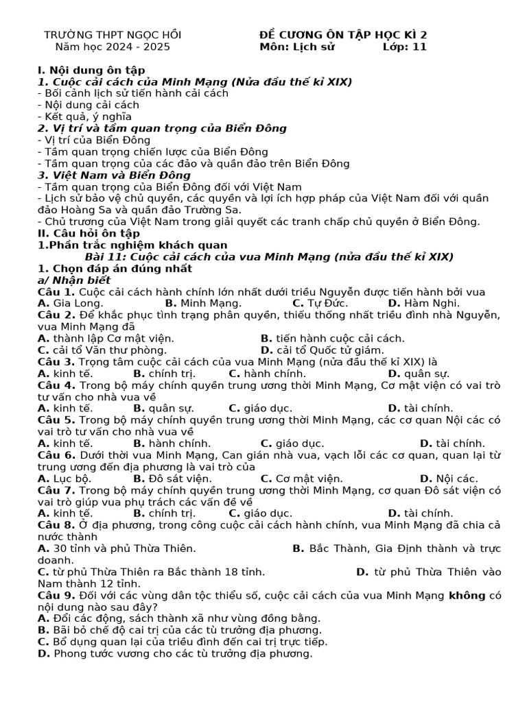 11ĐỀ CƯƠNG HK2 | PDF