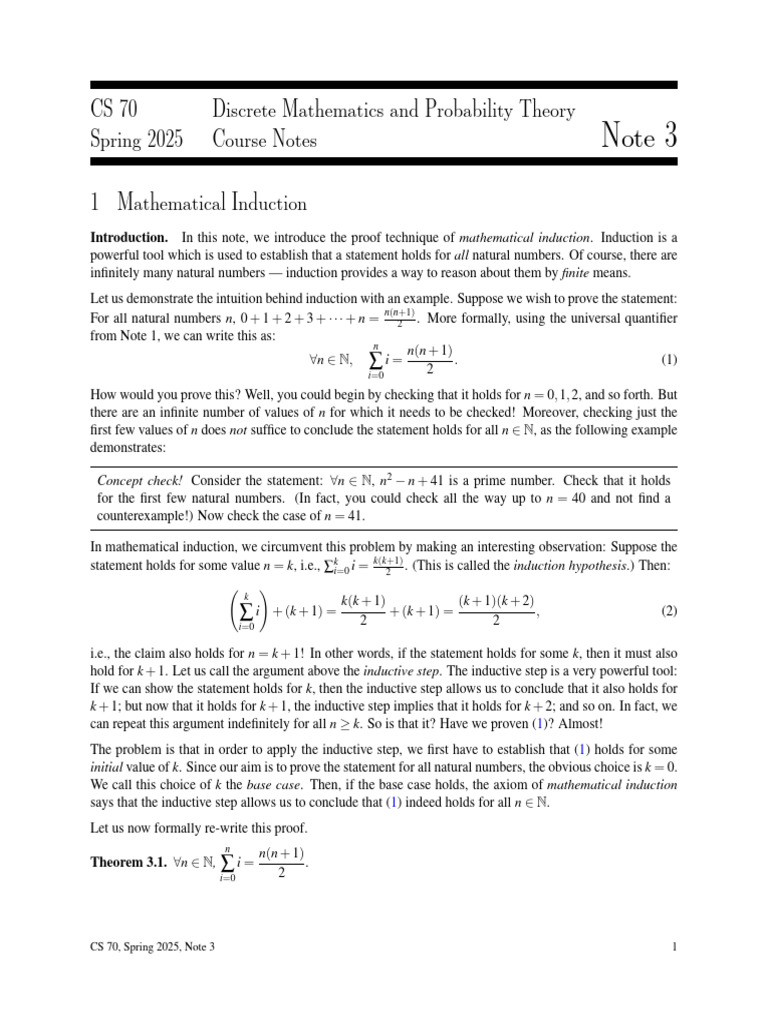 Note 3: CS 70 Discrete Mathematics and Probability Theory Spring 2025 ...