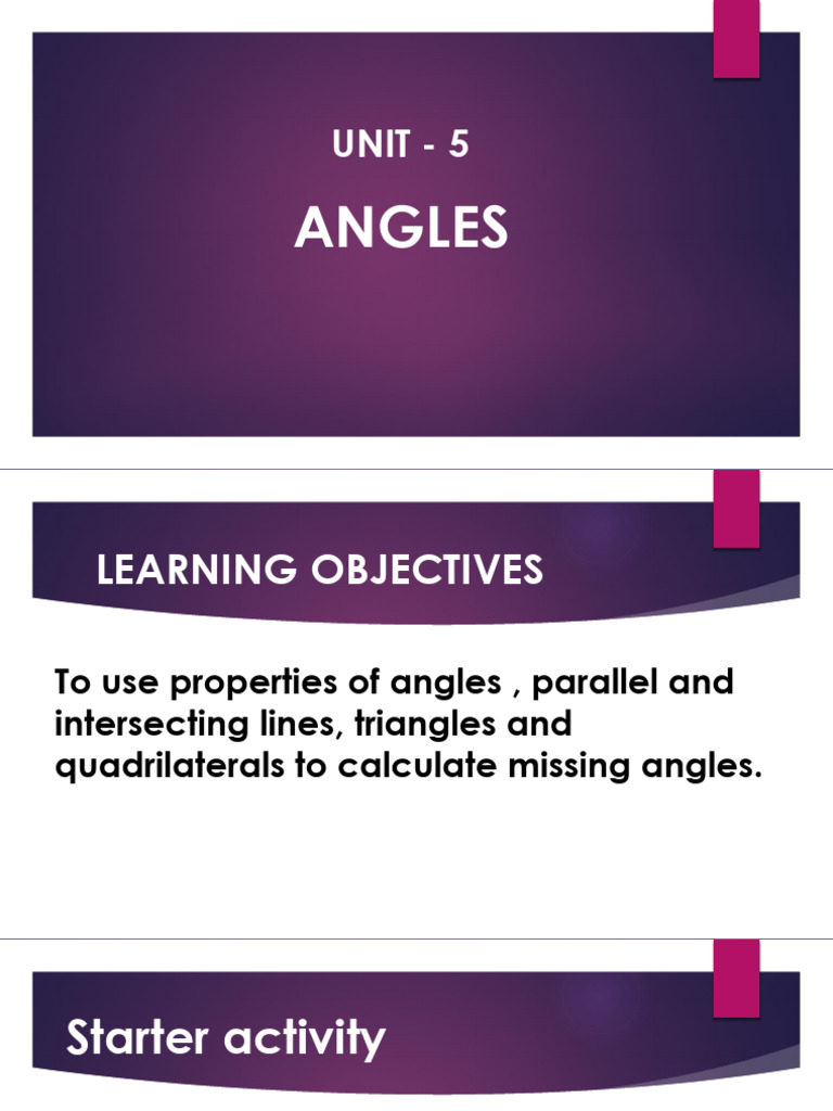 Unit - 5: Angles | PDF