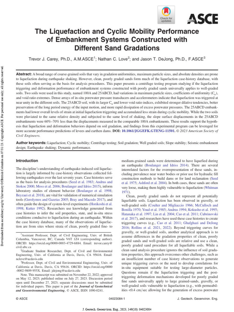 The Liquefaction and Cyclic Mobility Performance of Embankment Systems ...